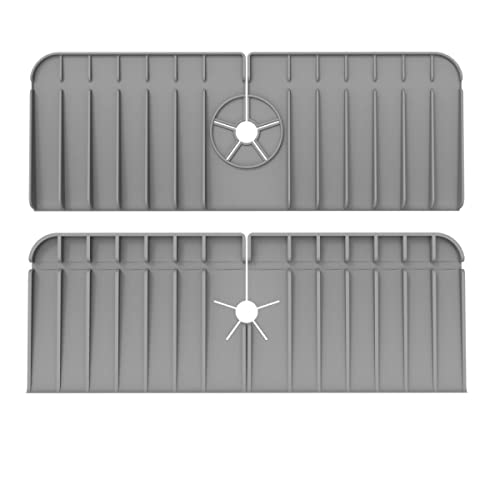 Kitchen Sink Splash Guard,Silicone Faucet Mat for Kitchen Sink,Sink Draining Pad Behind Faucet ,Drip Protector for Kitchen for Kitchen Bathroom Farmhouse (Gray)
