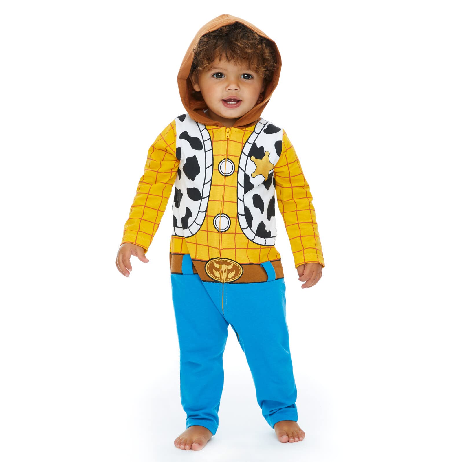 Pixar Toy Story Woody Toddler Boys Zip Up Coverall Blue/Yellow 2T