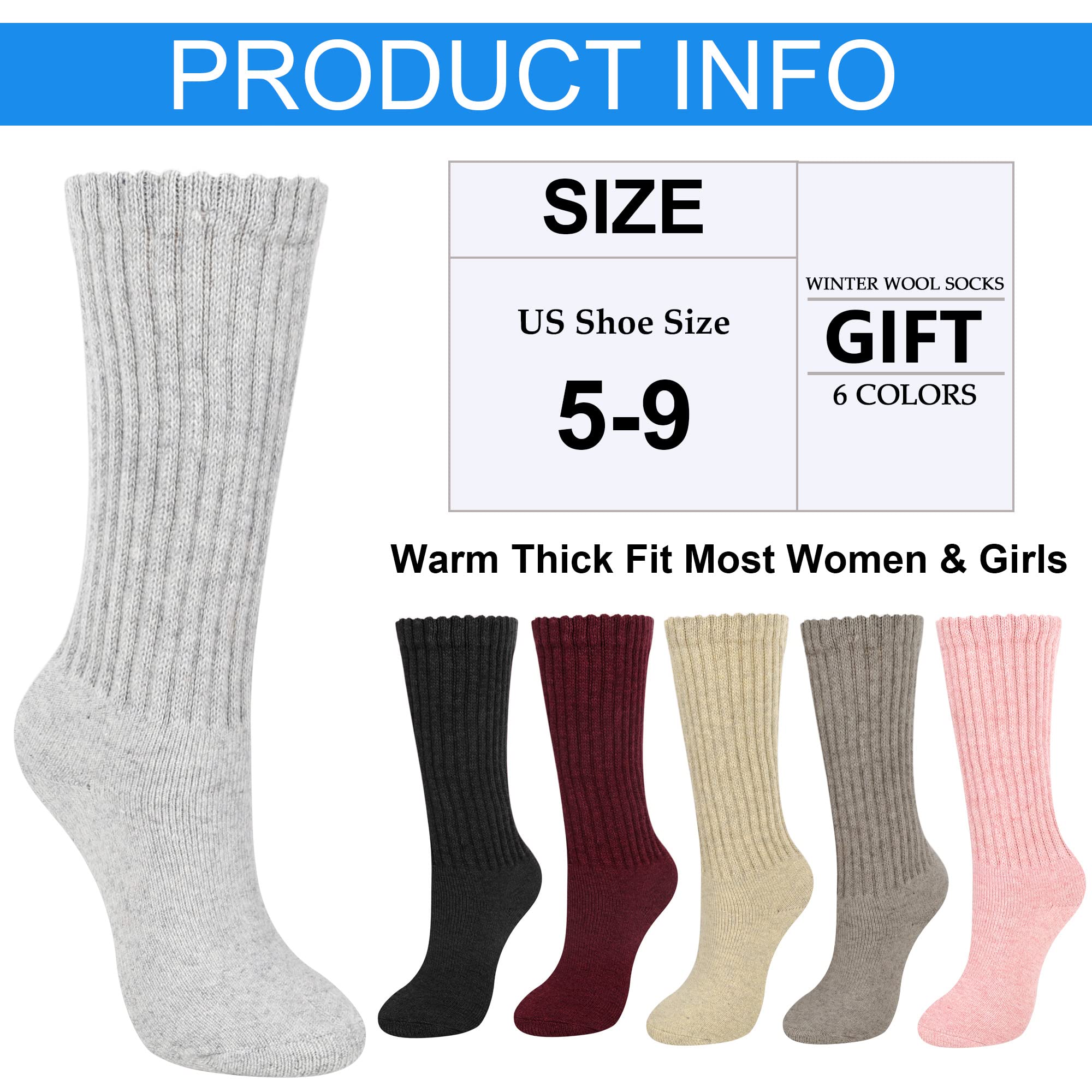 COZYOFFI 3 Pairs Wool Socks for Women Winter Warm Thick Knit Gifts Crew Socks (Wine/Pink/Light Brown)