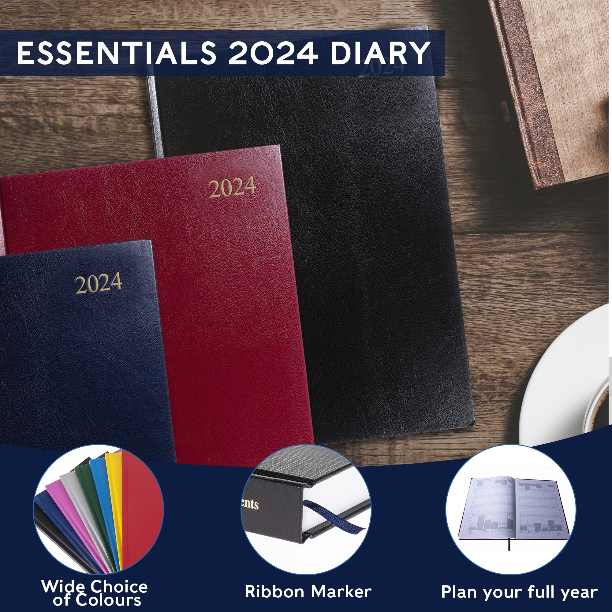 Collins Essential 2024 Daily Planner With Appointments - Daily Calendar 2024 Page A Day Diary, Journal & Appointment Book 2024 - Business, Academic and Personal 2024 Planner (A5 Size, Blue)