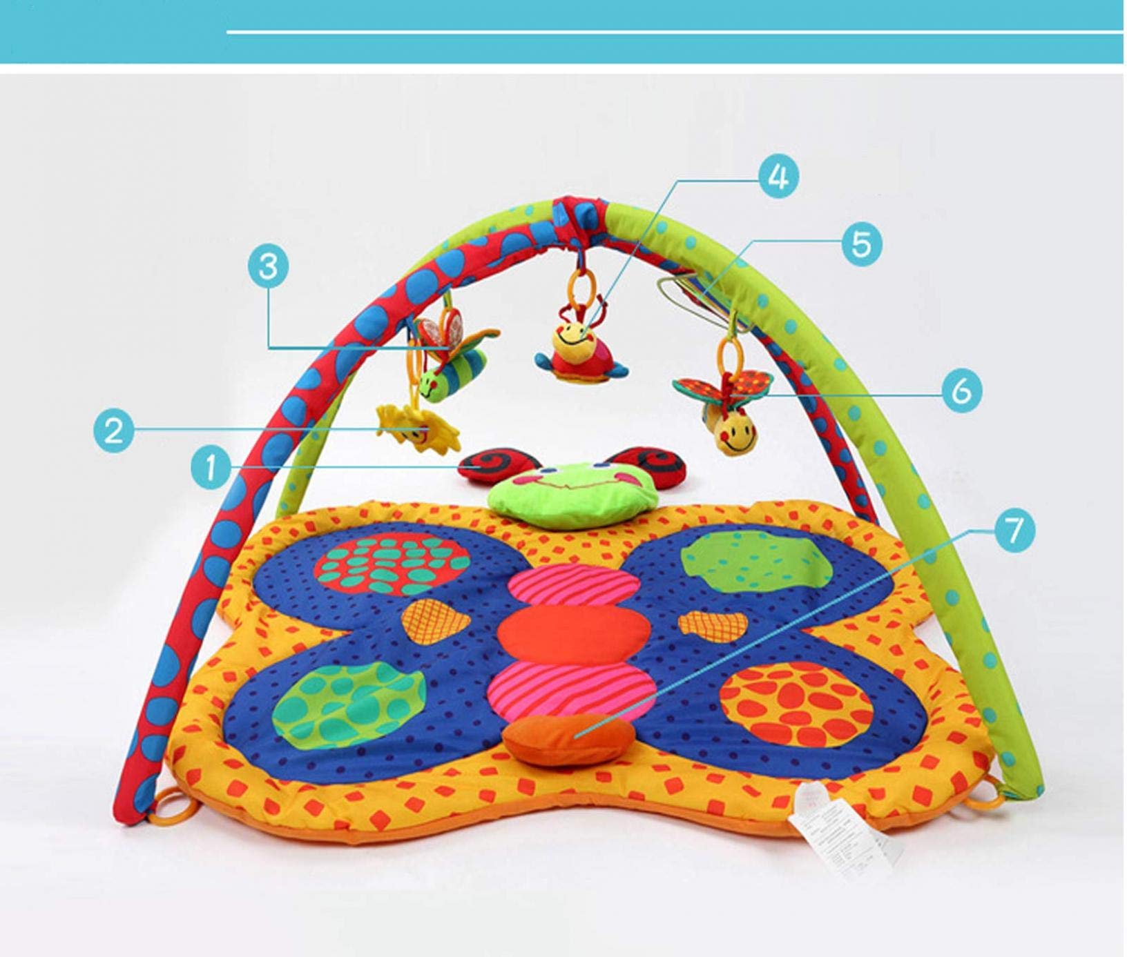 KUANDARM Baby Butterfly Pattern Play Mat with 8 Different Pendant Toys Infants Gym Activity Centre Fitness Frame for 1-18 Month