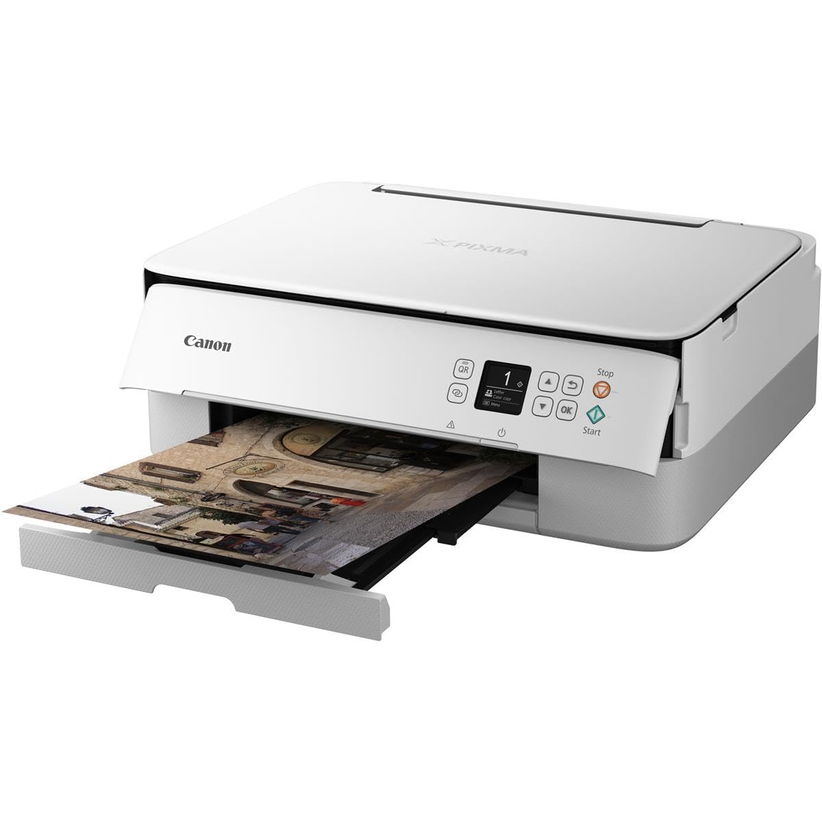 Canon PIXMA TS5320 All in One Wireless Printer, Scanner, Copier with AirPrint, White, Works with Alexa