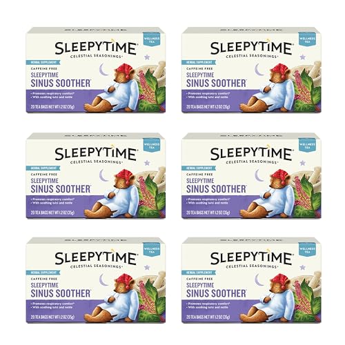 Celestial Seasonings Sleepytime Wellness Sinus Soother Tea, Caffeine Free, 20 Tea Bags Box, (Pack of 6)