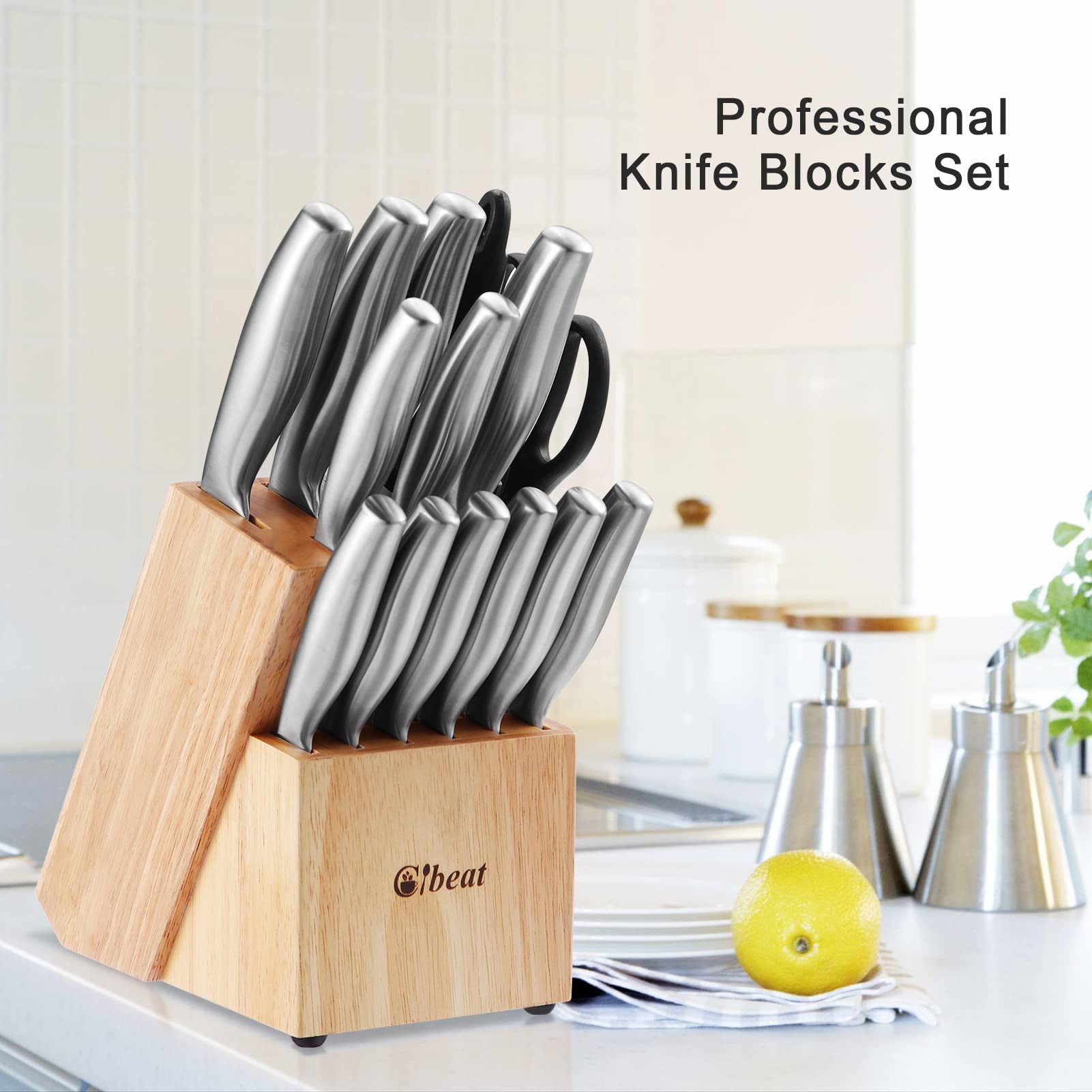 Cibeat 6 Piece Metallic Knife Set With Case, Sharp Kitchen Knife Set Professional, Dishwasher Safe Stainless Steel Knives Set For Cooking, Black - Scratch Resistant & Rust Proof