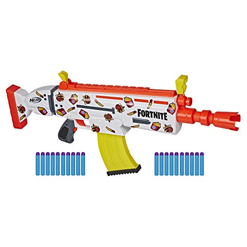 Nerf Fortnite AR-Durrr Burger Motorized Blaster - Customizing Stickers, 20 Darts, 10-Dart Clip - for Youth, Teens, Adults (Amazon Exclusive)