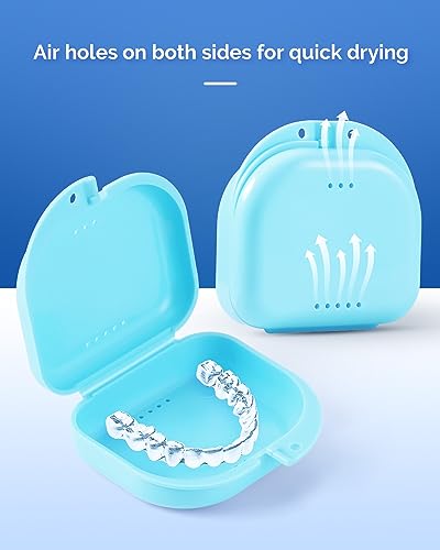 JMU Retainer Case with Vent Holes, Mouth Guard Case Denture Case(Teal)