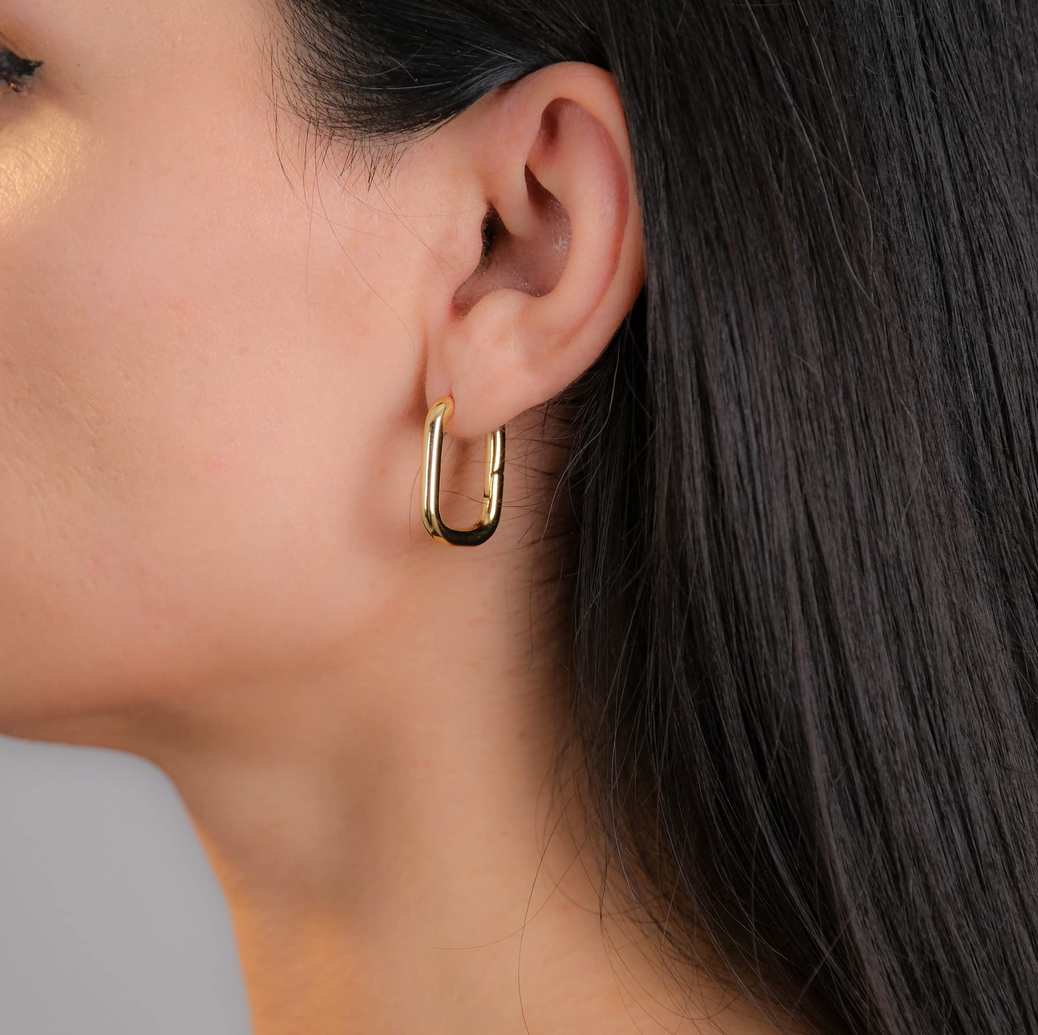 Chunky Gold Square Earrings for Women 14k Gold Filled Rectangular Earrings 1 Inch Hoop Hypoallergenic - Allergy Free MOBODUC