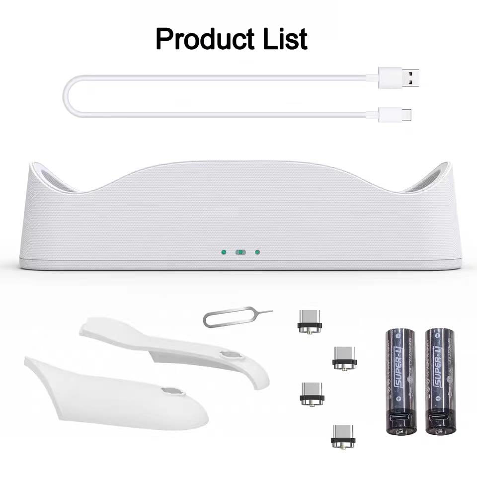 Charging Dock support for Oculus Quest 2,with 2 Rechargeable Batteries,USB-C Charge Cable, 4 Magnetic Connector Heads,2 Battery Covers for VR Controllers and Headset