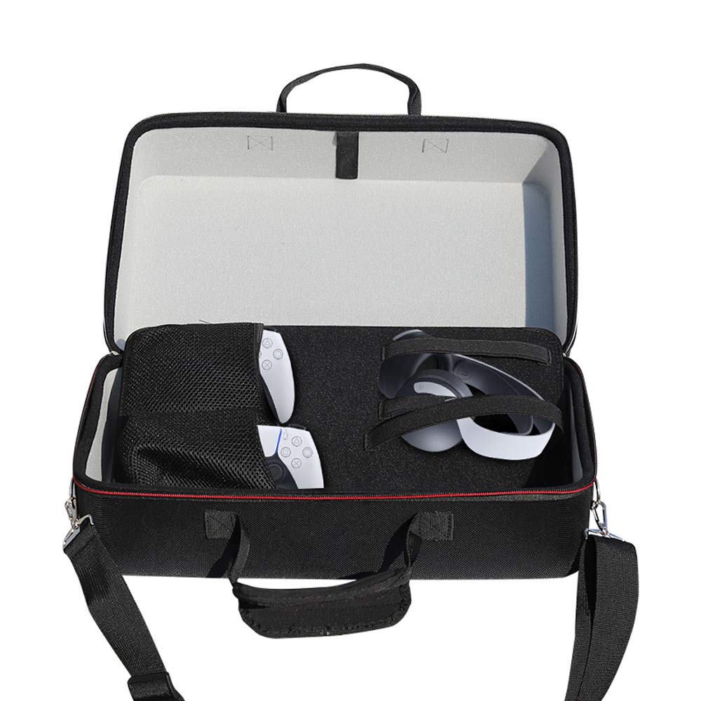 Traveling Storage Bag for PS5, Carrying Case for Sony Playstation 5 Console, Shockproof Scratchproof Hard Handbag, Store PS5 Controller, Pulse 3D Headset, and More Gaming Accessories (Black)