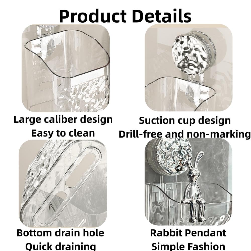 CRUIFU Acrylic Transparent Shower Storage, Light Luxury Style Glacier Pattern Suction Cup Shelf, Shower Caddy Easymount Bathroom Storage Shelf No Drilling Required