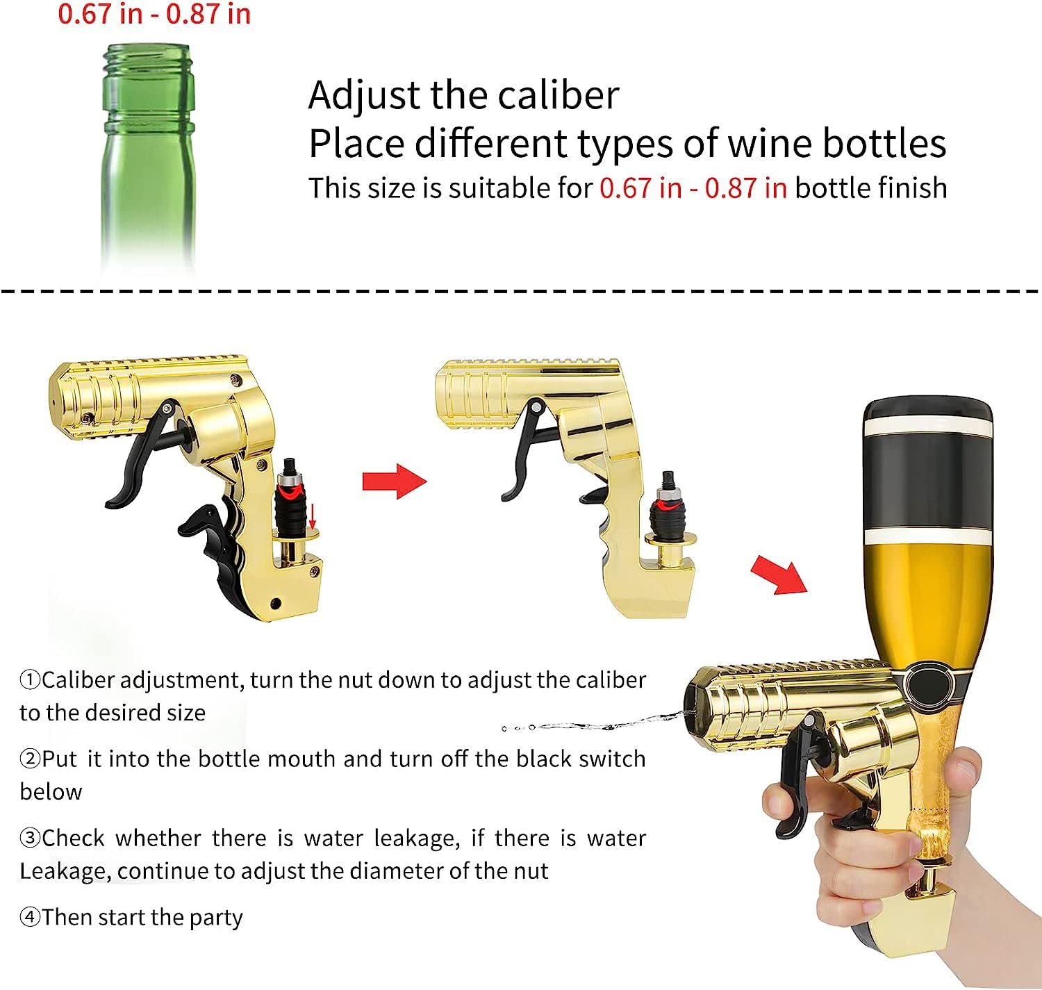Champagne Gun 4th Generation Upgraded Party Shooter with Extended Range Perfect for Bachelorette Parties Birthdays Celebrations