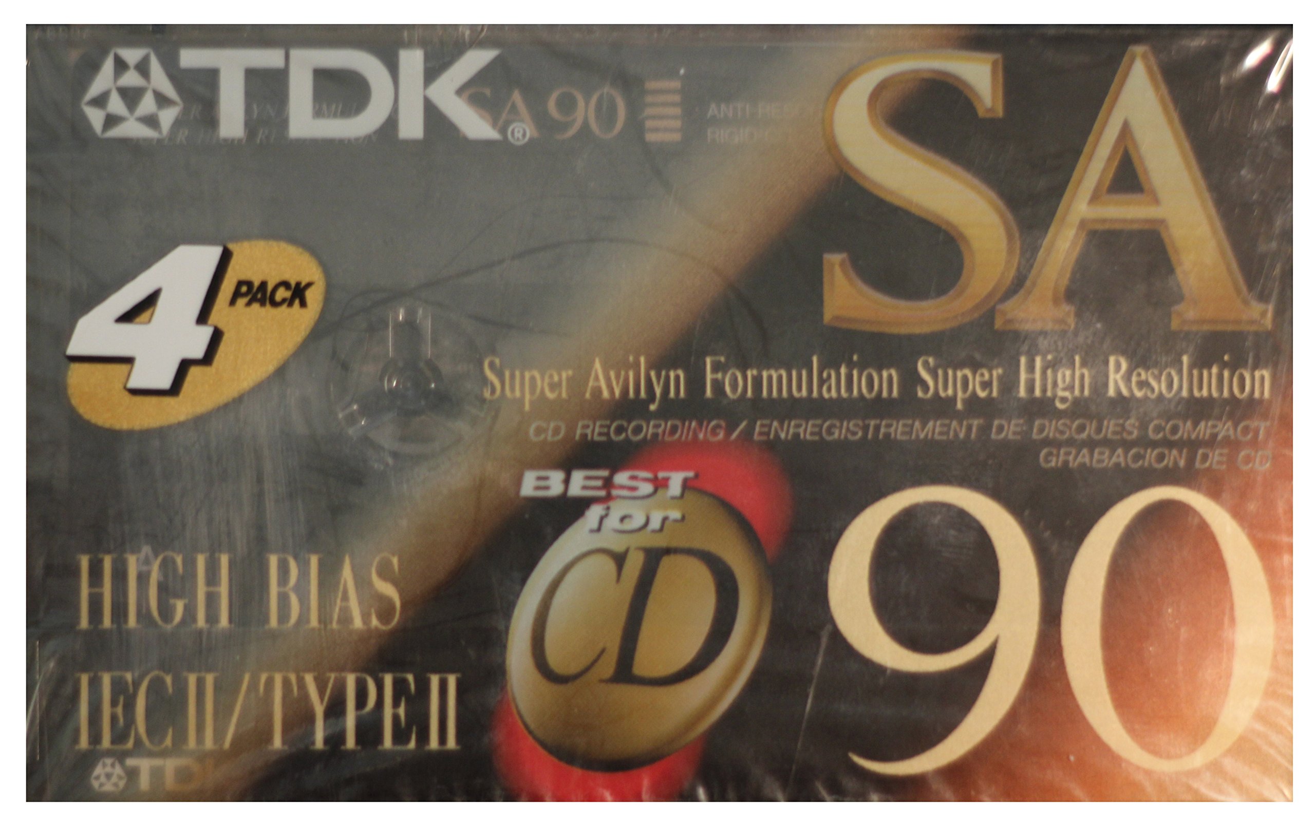 TDK SA90 High Bias IecII/TypeII 4 Pack Blank Cassettes