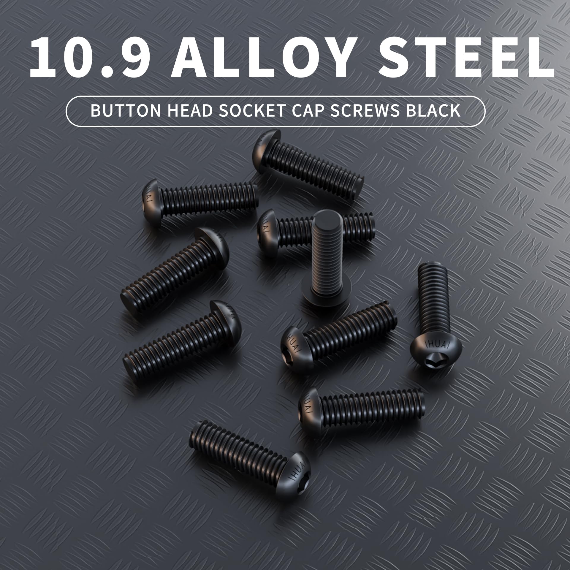 Cicidorai M4 x 8mm 10mm 12mm 16mm 20mm Button Head Socket Cap Screws Bolts, 10.9 Grade Alloy Steel, Metric Allen Hex Drive, Black Oxide Finish, Fully Threaded, Assortment Kit 100Pcs