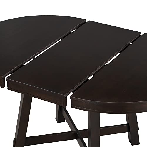 POCIYIHOME, Farmhouse Extendable 16" Leaf Wood, Modern Round Family Dinner, Seats up to 6, Indoor/Outdoor Dining, Kitchen Table (Espresso)