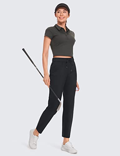 CRZ YOGA Womens 4-Way Stretch Athletic Pants - High Waisted Sweatpants Pockets Trave Lounge Workout Casual Work Trousers Black Small