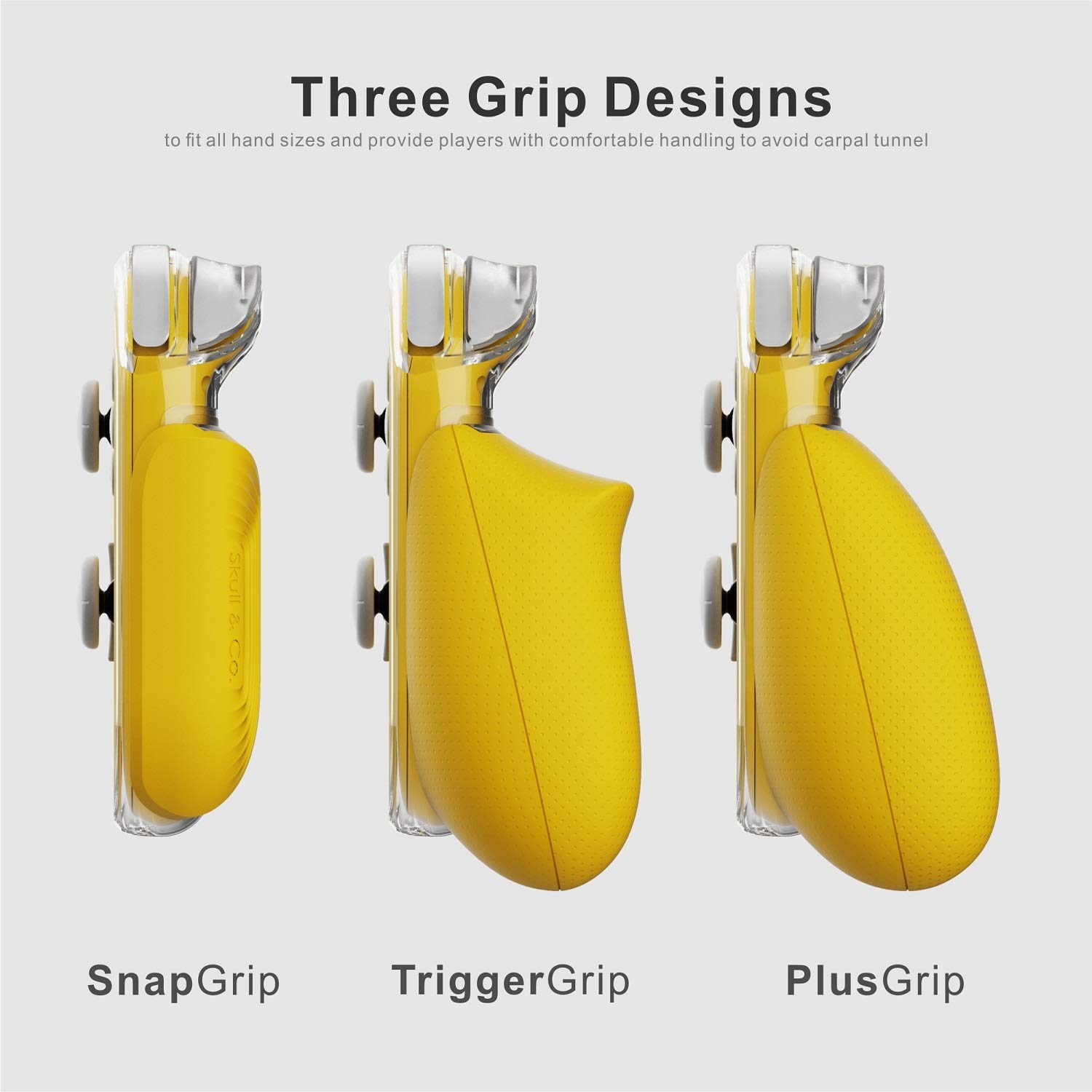 Skull & Co. GripCase Lite: A Comfortable Protective Case with Replaceable Grips [to fit All Hands Sizes] for Nintendo Switch Lite [No Carrying Case]- Gray