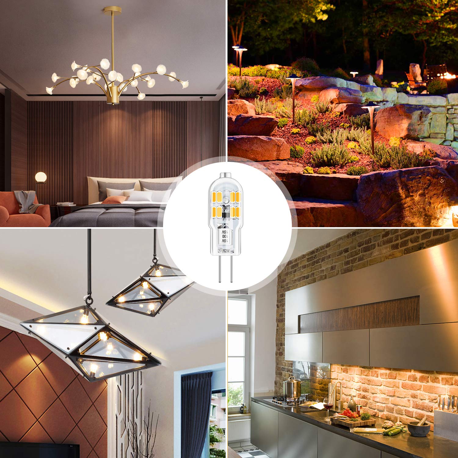 G4 LED Bulb 2W 12V, 20W Halogen JC Bulb Replacement, G4 Bi Pin Bulb, Warm White 3000K 200lm, No Flickering, 10-Pack