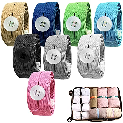 Veiai Clothing Storage Strap, 24PCS Wrapping Storage Straps with Button Clothes Organizer Tool for Houseware Closet, Travel, Trip