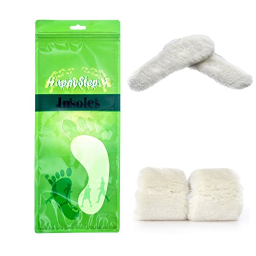 Happystep Genuine Sheepskin Lambswool Cushioning Shearling Winter Insoles with Felt Comfort Sole(Women 11)