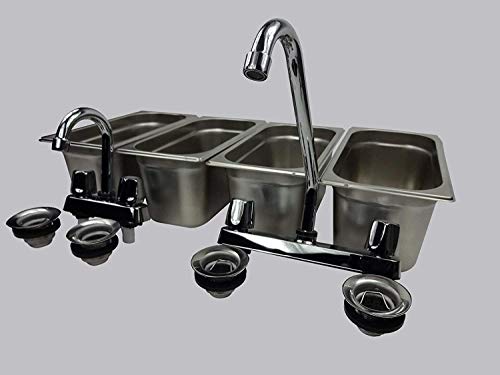 Standard 4 Compartment Sink Set & Hand Washing for Concession Stand Food Trailer