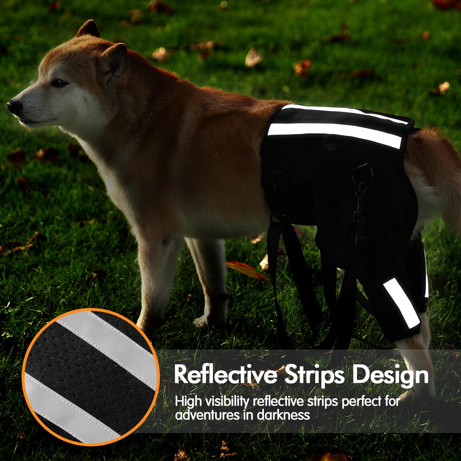 Dotoner Dog Sling for Large Dogs Hind Leg Support Harness with Magic Tape & Reflective Strip Assists Elderly Dogs with Weak Hind Legs, Disabilities Help 'Em Up Lift Harness for Dogs
