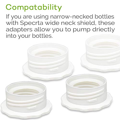 PumpMom Pump Bottle Adapter, Baby Bottle Thread Changer Converter for Spectra S1 S2 Pump Wide Mouth Flanges to Use Standard Sized Bottles. Compatible with Medela, Ameda, Dr. Brown Narrow Neck Bottles