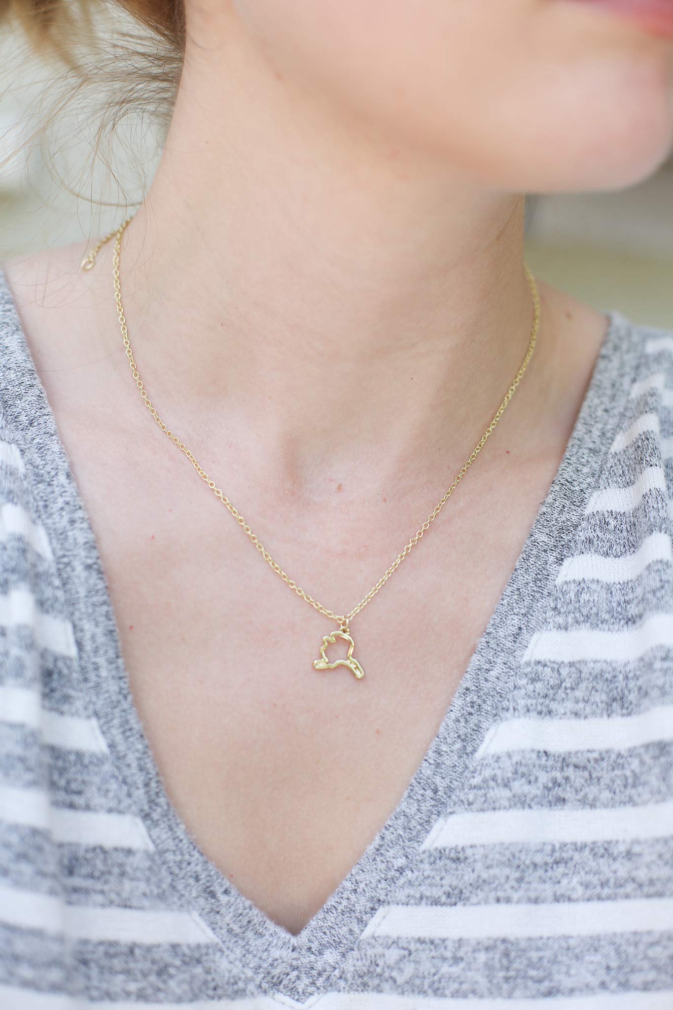 Lucky Feather Texas Shaped State Necklace, 14K Gold-Dipped Pendant on Adjustable 16β-18β Chain