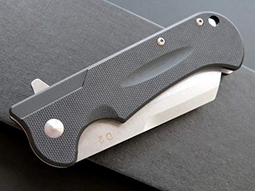 Eafengrow Outdoor Knives D2 Blade and Black G10 Handle,Pocket Knife Withe Clip EDC Multi Tool Pocket Knife (EF227-black)