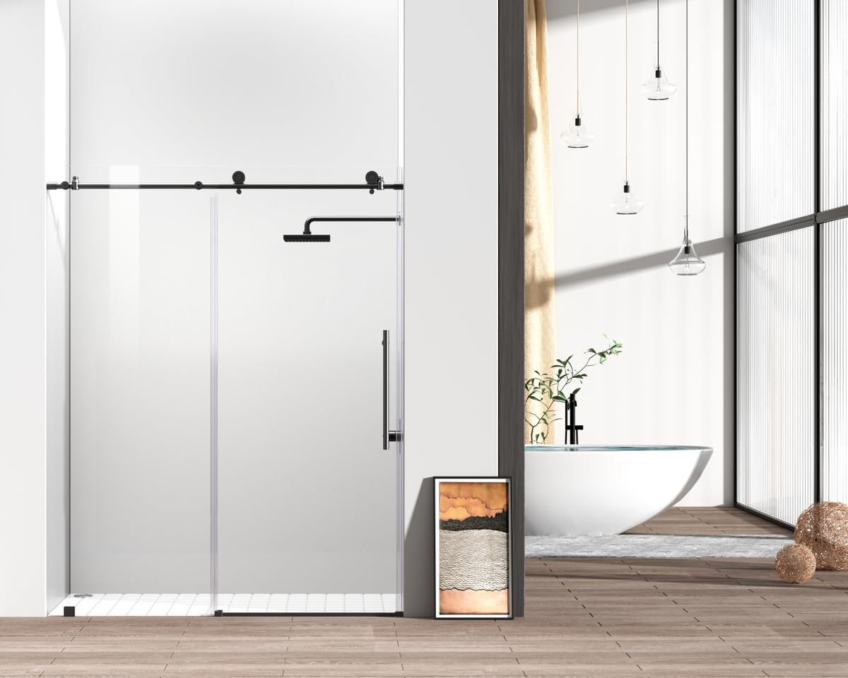 Elegant Kitchen and Bath SD101-6076MBK Frameless Shower Door 60 x 76 Matte Black