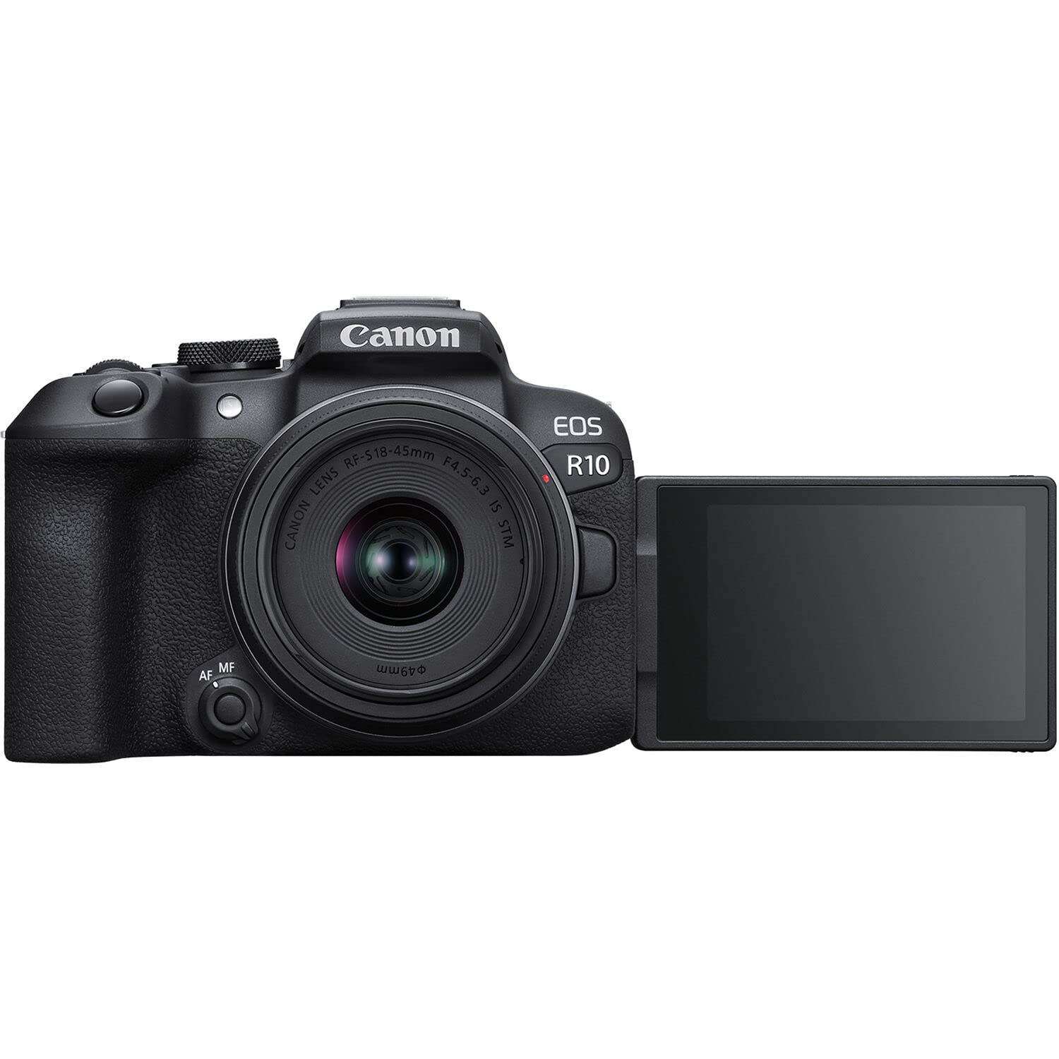 Camera Bundle for Canon EOS R10 Mirrorless Camera with RF-S 18-45mm f/4.5-6.3 is STM, EF 75-300mm f/4-5.6 III Lens, EF-EOS R Lens Adapter + Extra Battery, Pro Microphone + Accessories Kit (Renewed)