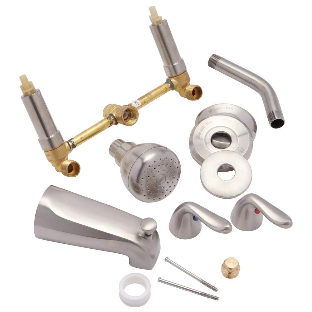 Glacier Bay Constructor 2-Handle 1-Spray Tub and Shower Faucet in Brushed Nickel (Valve Included)