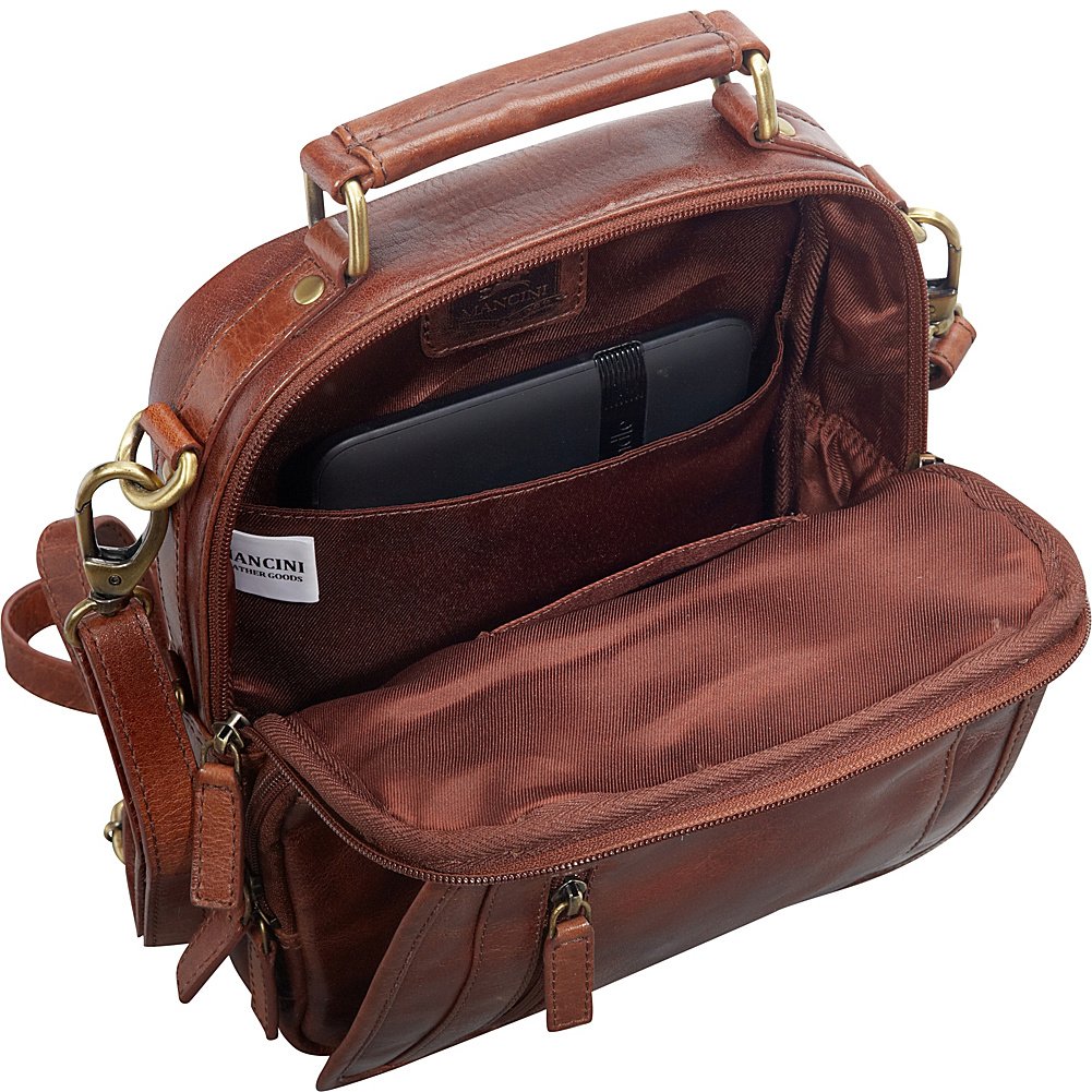 Mancini Leather Goods Buffalo Leather Large Unisex Bag (Cognac)