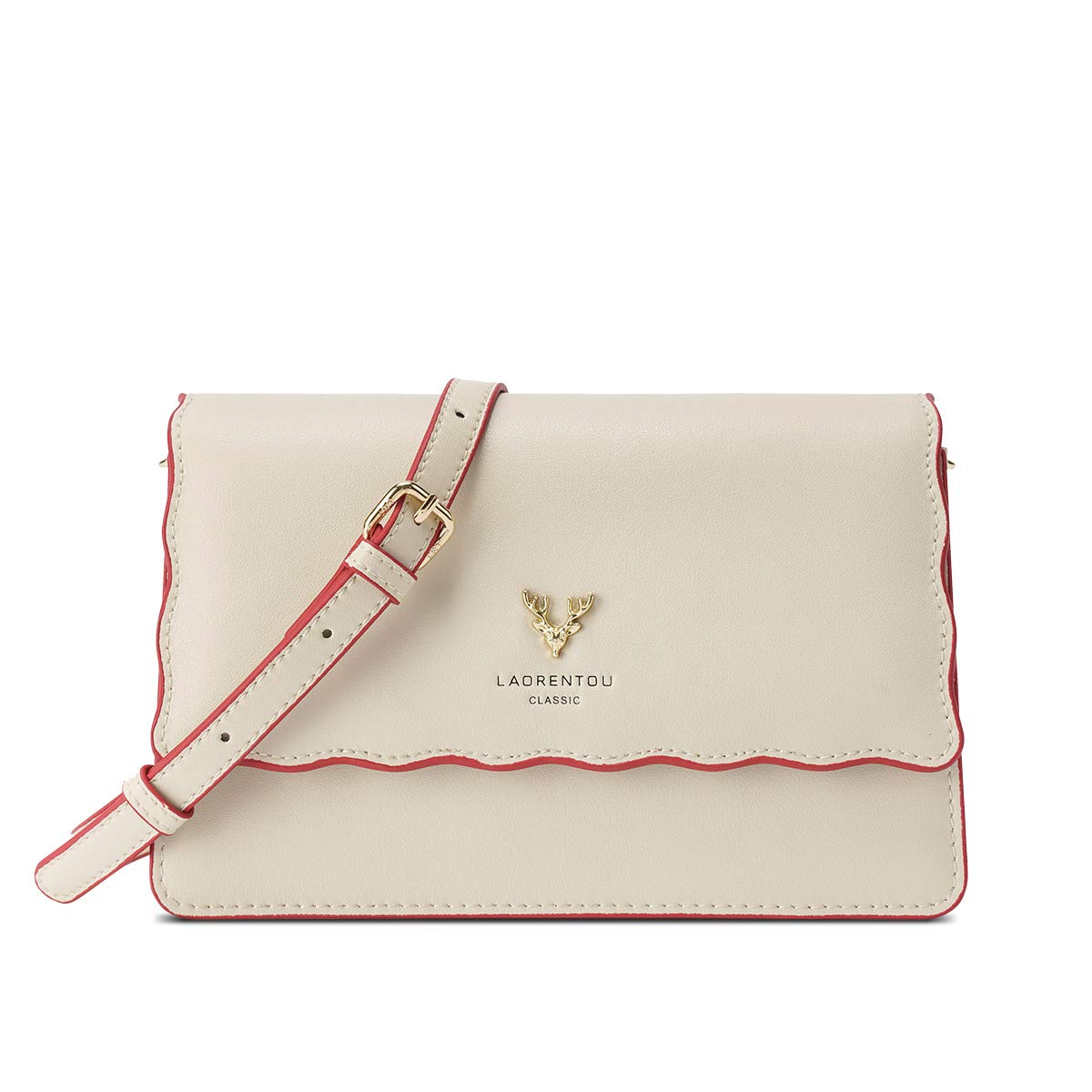 LAORENTOU Cowhide Shoulder Bag for Women Small Crossbody Bag for Women Leather White Purse for Women