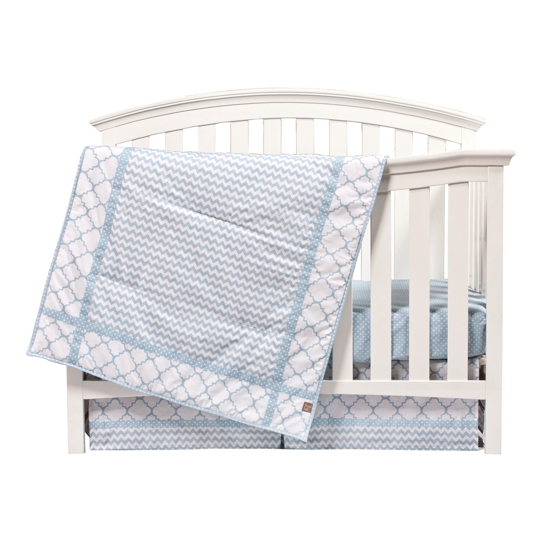Trend Lab Blue Sky 3 Piece Crib Bedding Set, Can Be Used As A Blanket Or A Playmat for Tummy Time, Includes Quilt, Fitted Crib Sheet and Skirt