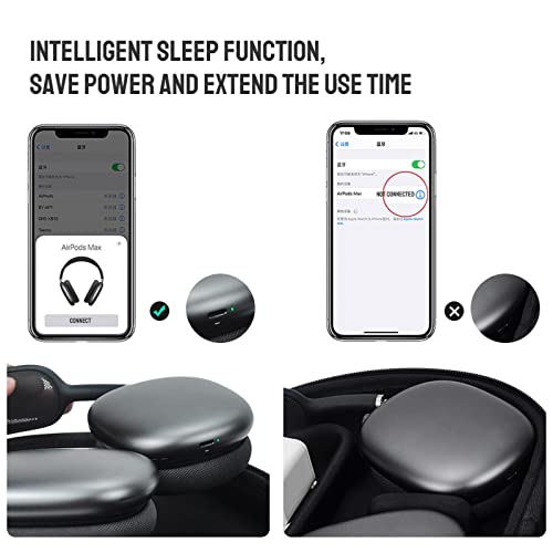 Hard Storage Case for Airpods Max Headphones with Sleep Mode Function, Protective Hard Shell Travel Carrying Bag for Apple AirPods Max