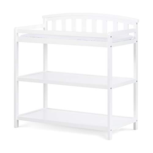 Child Craft Infant Changing Table, Water-Resistant Pad and Safety Strap, Anti-Tip Kit Included to Prevent Tipping, Non-Toxic, Baby Safe Finish (Matte White)