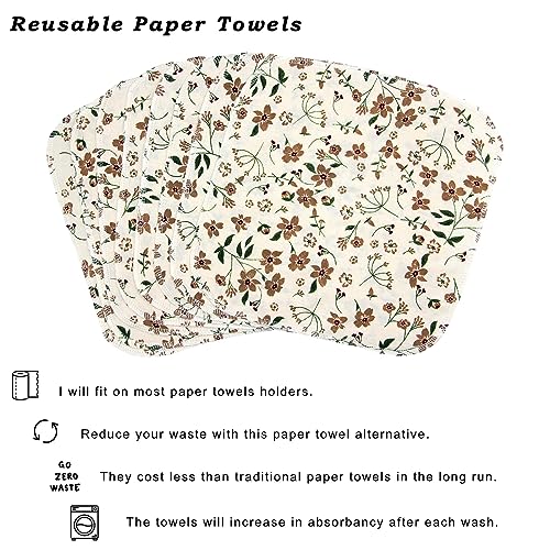 Pinowu Reusable Paper Towels Cotton Cloths (12pcs), Absorbent Kitchen Dishcloths (10x10 inch) Washable Paperless Towels Zero Waste Alternative Napkins for Kitchen Household Cleaning