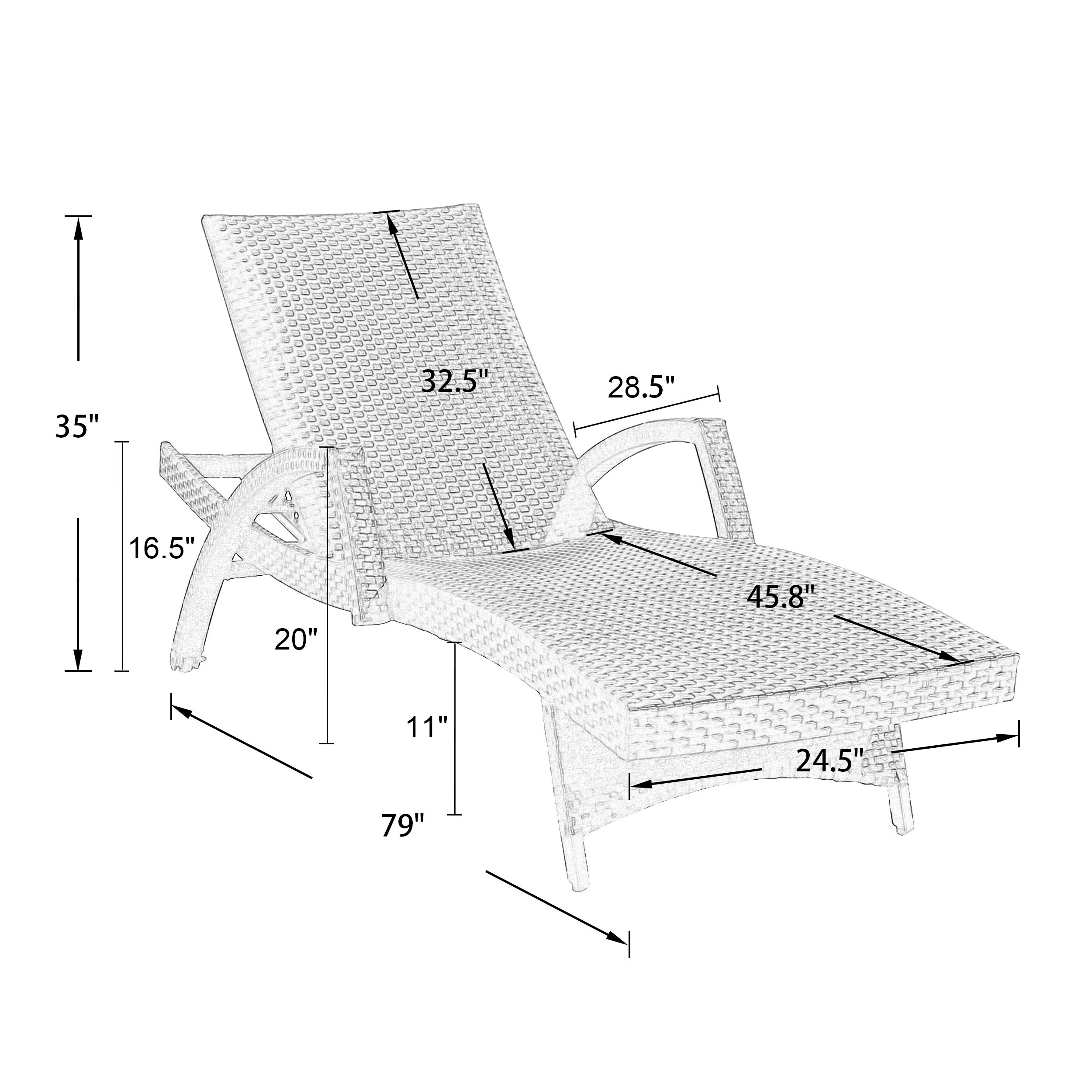 Iwicker Aluminum Outdoor Chaise Lounges with Quick Dry Foam Padded, Adjustable Wicker Patio Reclining Lounge Chairs with Wheels and Armrest, Set of 2
