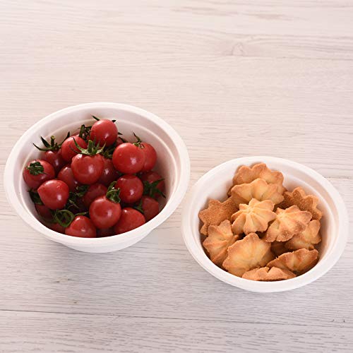 CHANGLE 12 oz Compostable Paper Bowls [100 Pack],100% Biodegradable Bowls Natural Disposable Bagasse Bowls,Soup Container Microwave Safe Bowls.