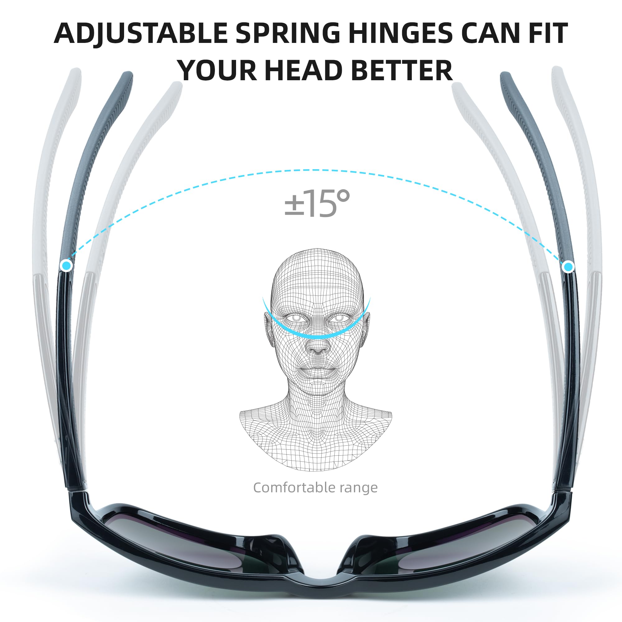 BNUS Italy made Polarized Sunglasses for men Corning Real Glass Lens (B7026 Shiny Black/Polarized G-15, Glass Lens Size XL)
