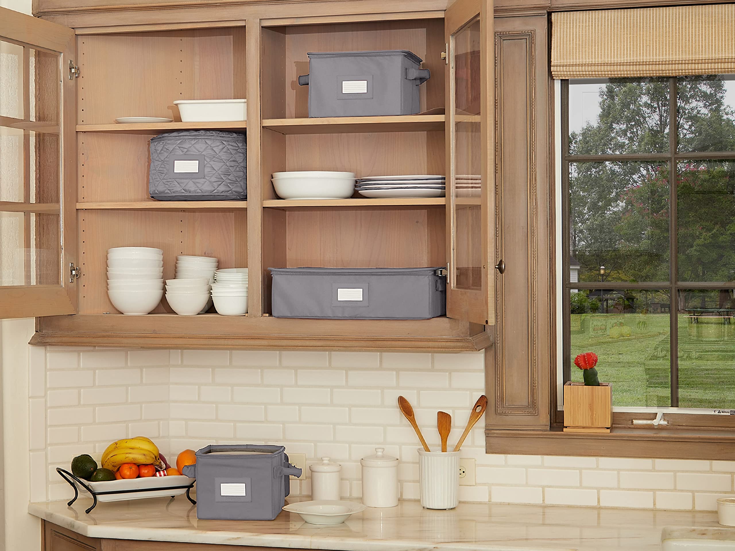 Covermates Keepsakes Flatware Storage Box β Stackable, Reinforced Handles, China Storage, Graphite