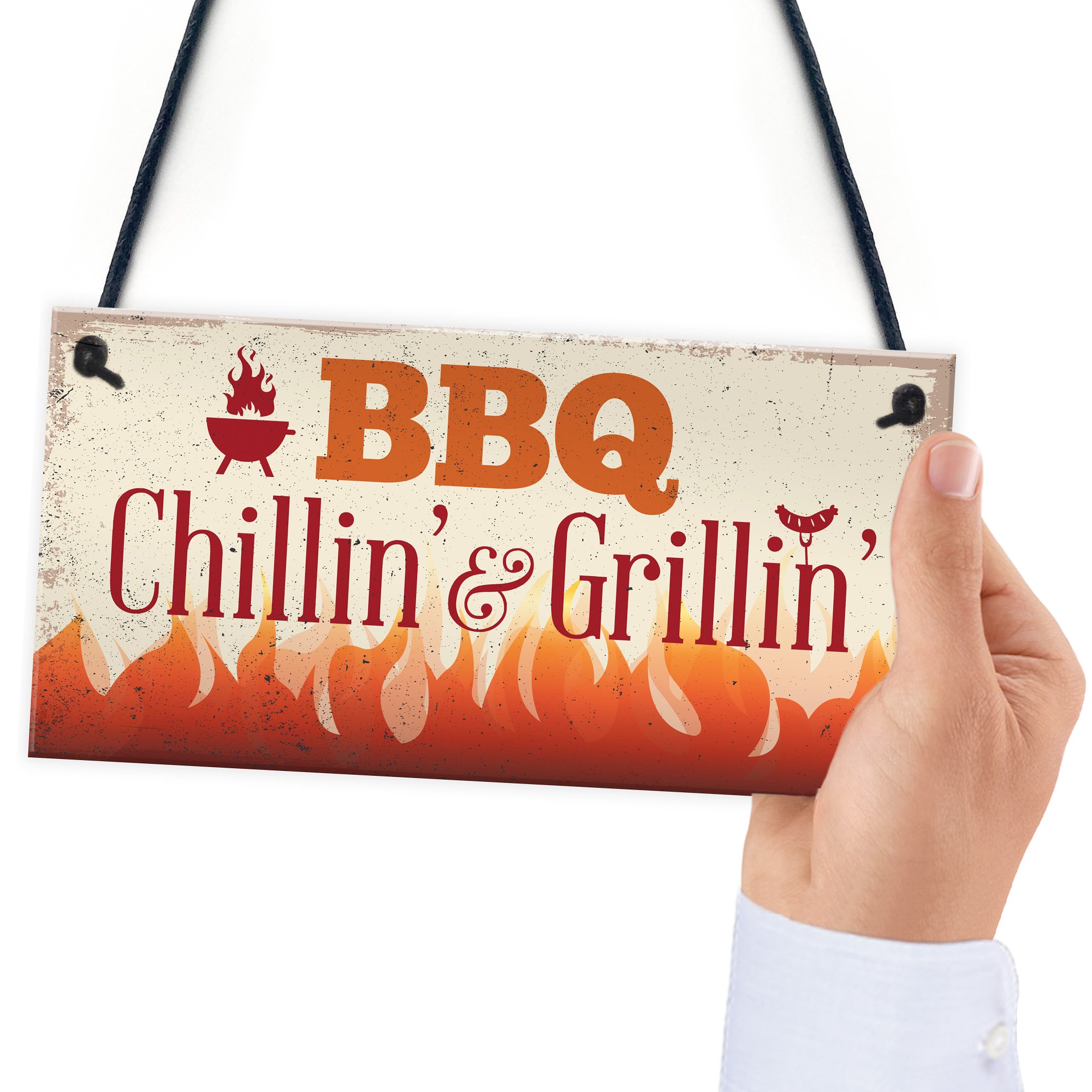 XLD Store BBQ Chillin & Grillin Barbecue Outdoor Garden Plaque Kitchen Bar Shed Sign Gift for Dad
