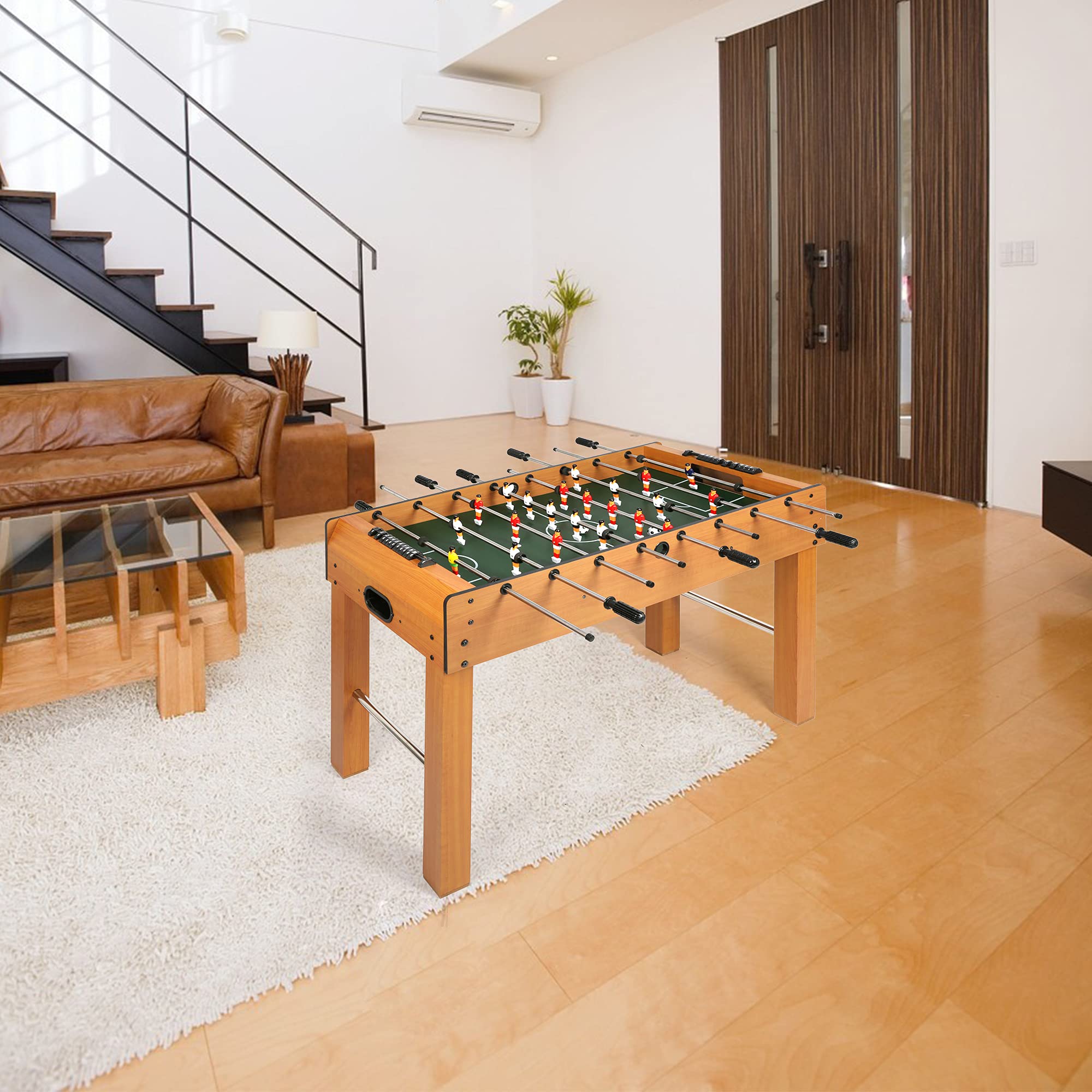 Vilobos 48in Competition Sized Foosball Table, Arcade Table Soccer for Adults Teens, Football Table for Home, Arcade Game Room Arcade w/ 2 Balls, Brown