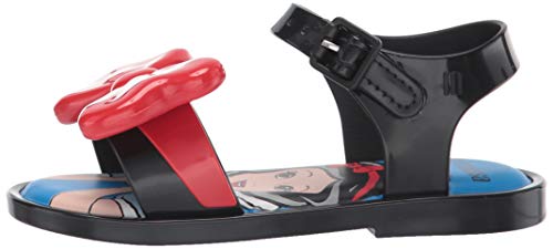 Mini Melissa Baby-Girl's Mini MAR Sandal + Snow White Slipper, BLK Glossy, 7 Medium US Toddler