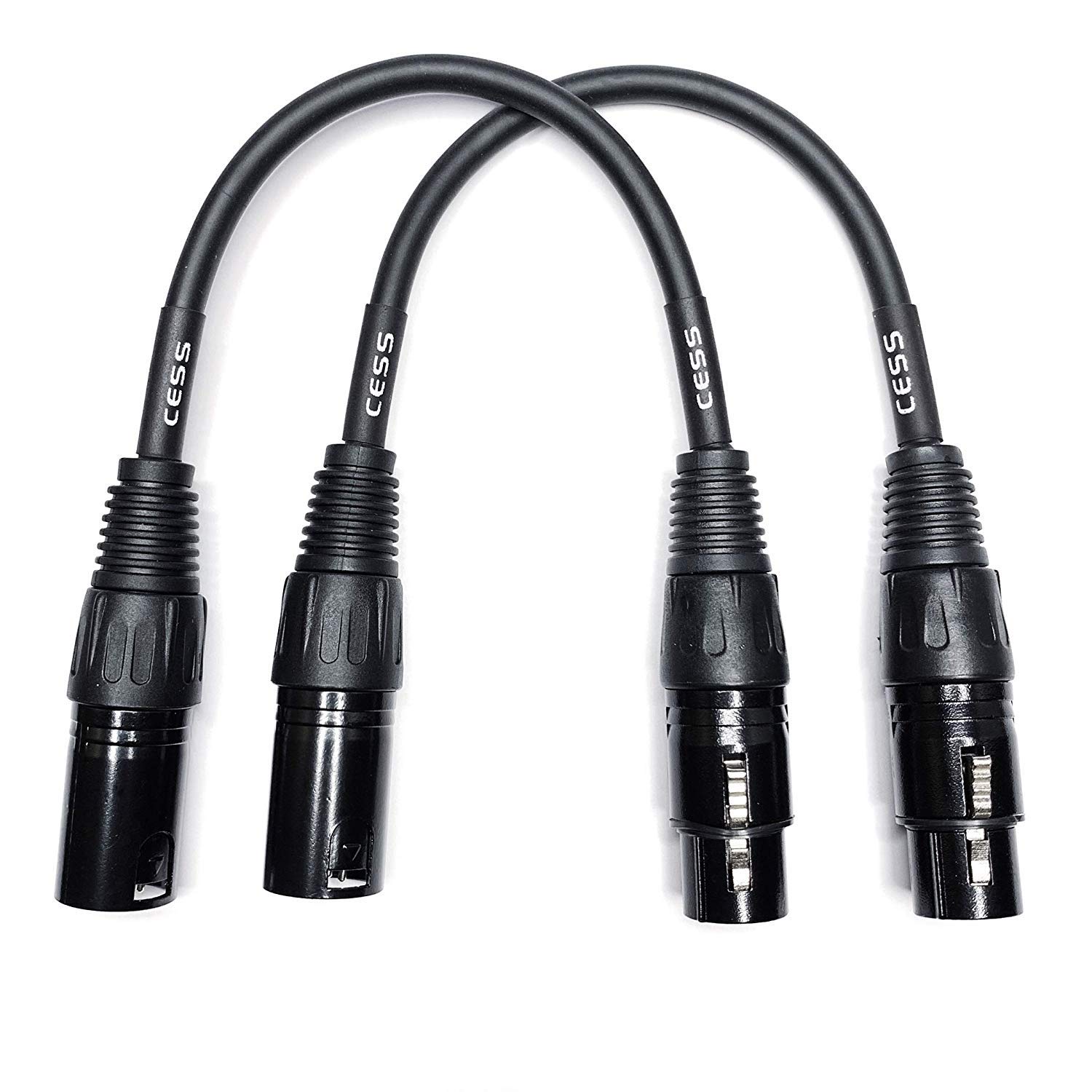 CESS-078 XLR 3-Pin to XLR 5-Pin Adapter Cables, XLR3M to XLR5F & XLR3F to XLR5M, 2 Pack