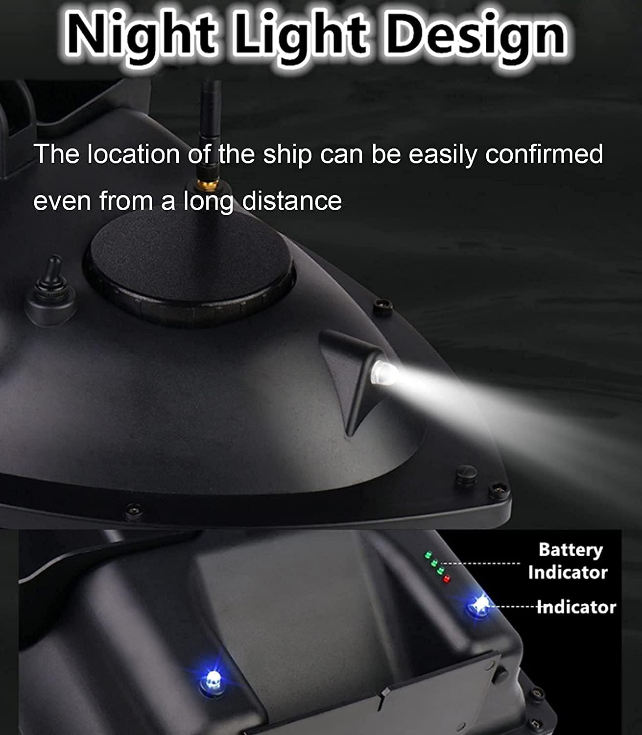 CICOLO 500M 3 Hoppers GPS Fishing Bait Boat -Fishing Bait Boat Fish Finder -2Kg Loading 500M Remote Control Double Motor Night Light,with Sonar Sensor,Handbag