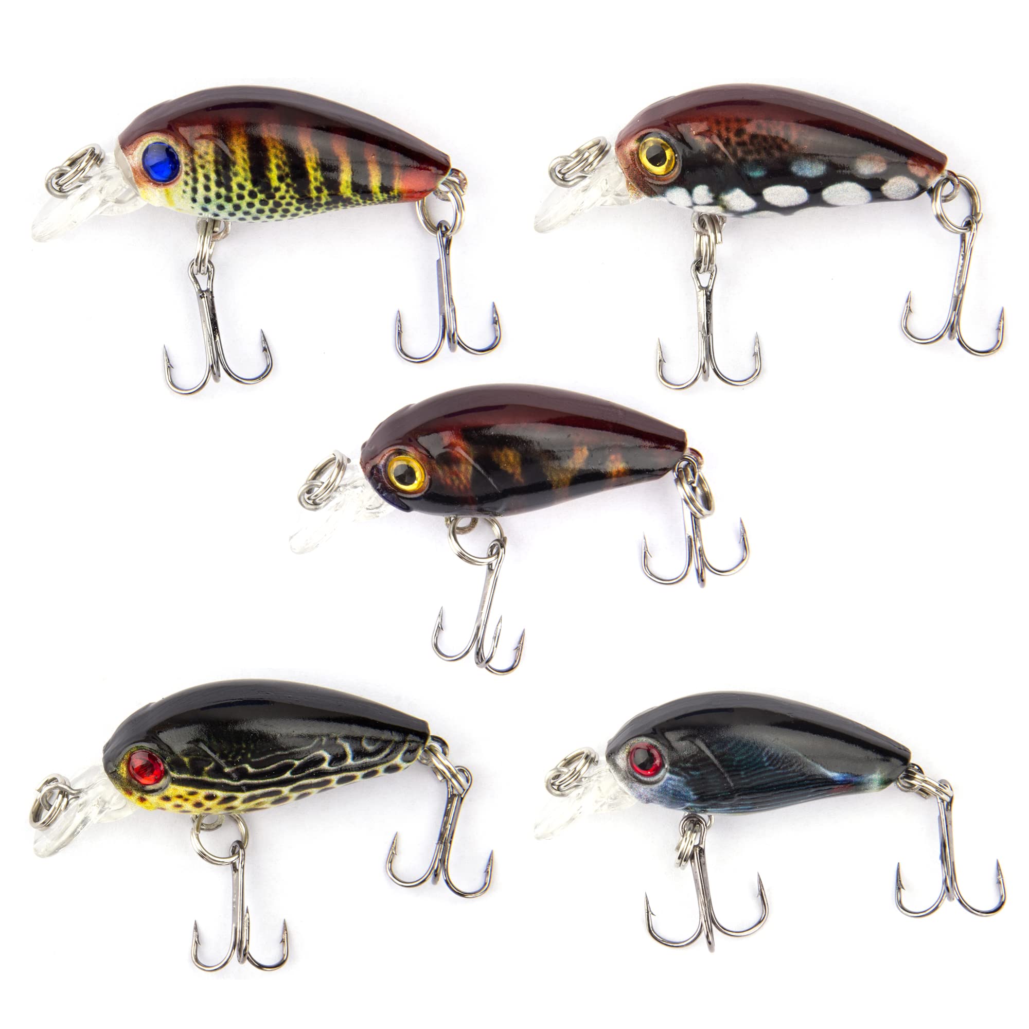 Crankbaits Fishing Lures Baits,Mini Fishing Lure Swimbaits Micro Crank Baits Topwater Lures for Freshwater Saltwater Bluegill Pumpkinseeds Trout Perch with Tackle Boxes (M01)