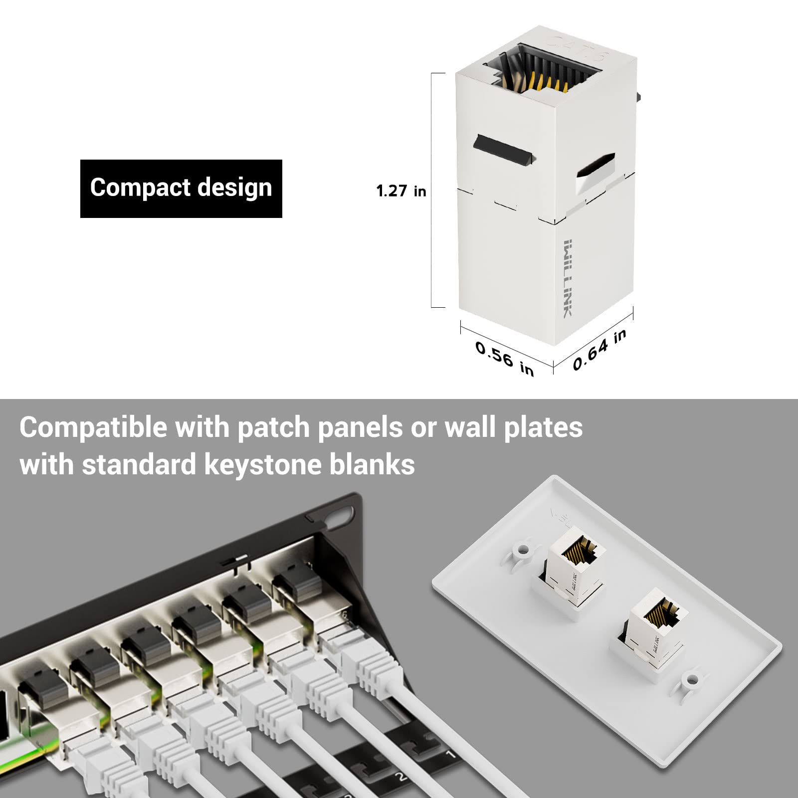 iwillink Cat6 Coupler RJ45 Cat6 Shielded Coupler 25-Pack, Ethernet Coupler, Female to Female Cat6 Keystone Jack, STP Keystone Insert Inline Coupler, Silver