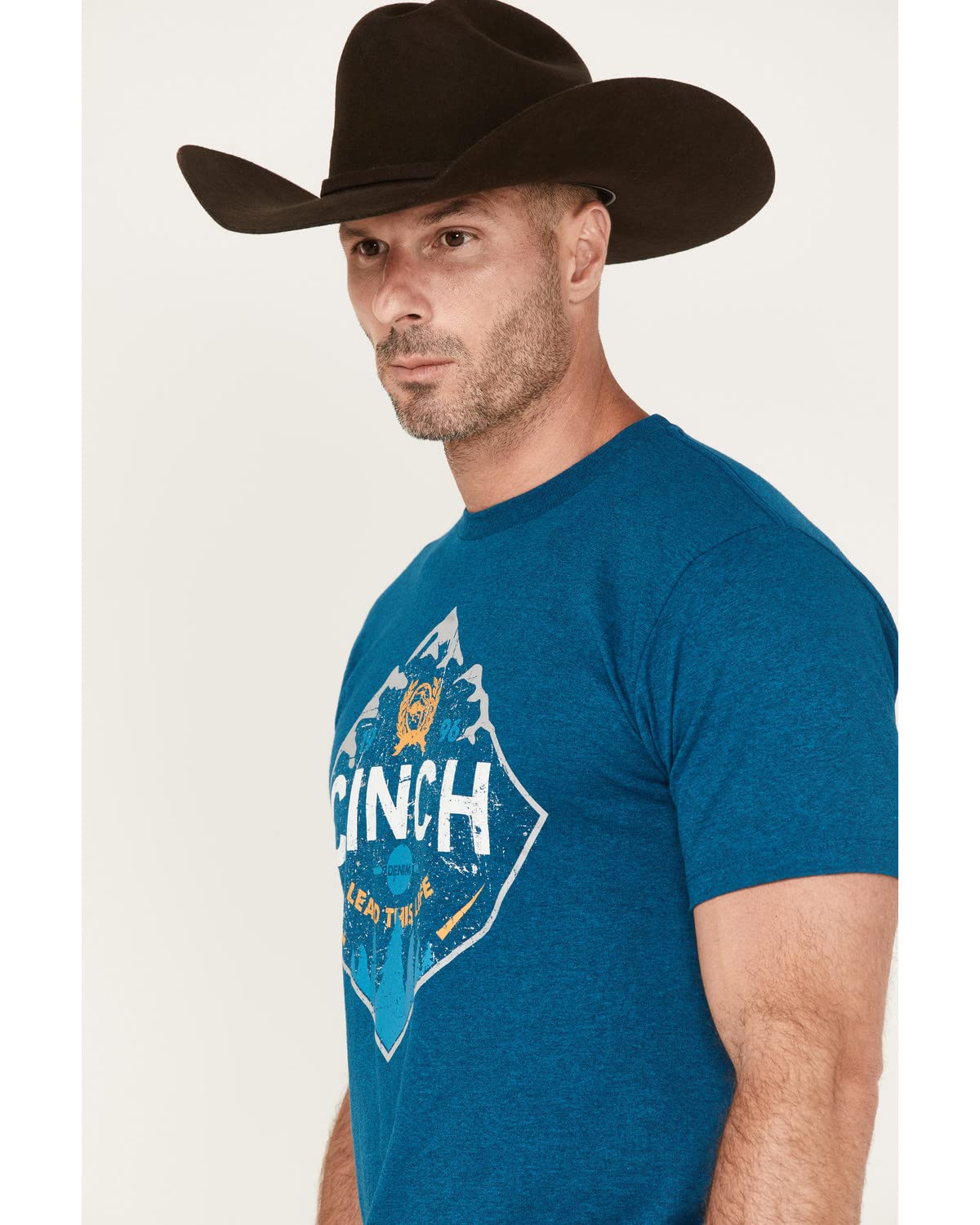 Cinch Men's Lead This Life Logo Graphic T-Shirt Teal Medium