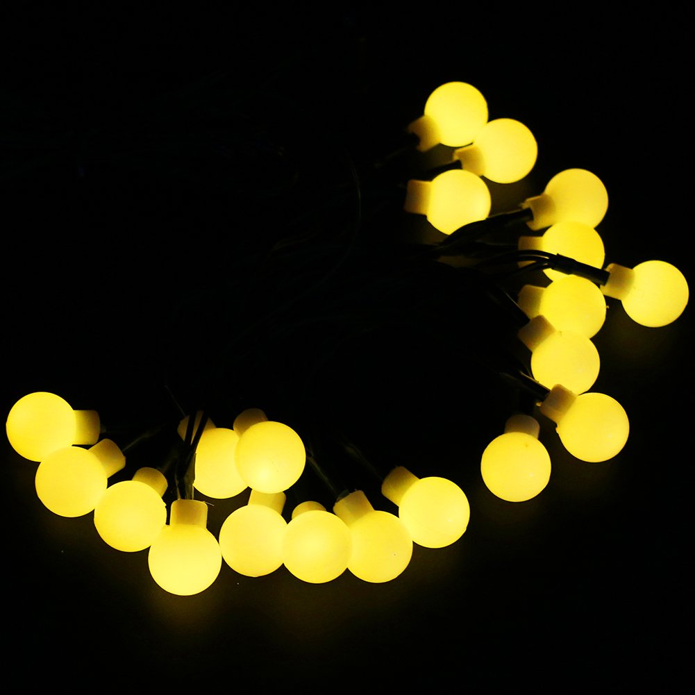 XUNATA 16ft Solar String Lights, Flexible Waterproof 20 LEDs White Ball Lights for Indoor Outdoor Home Patio Lawn Garden Party Holiday Decorations(Warm White)
